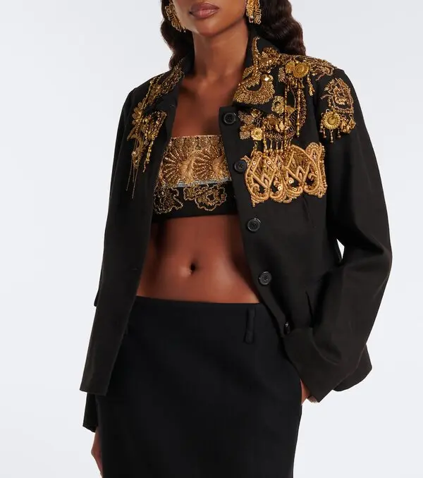 Dries Van Noten Embroidered Cotton Bandeau Top