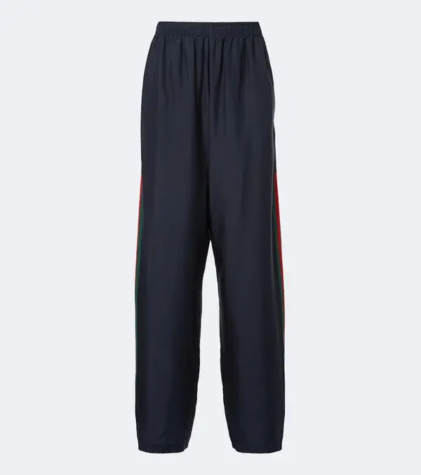 Gucci Web Stripe Silk Track Pants - Black