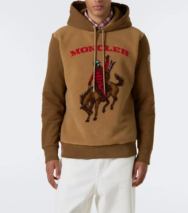 Moncler Printed Fleece And Cotton Hoodie