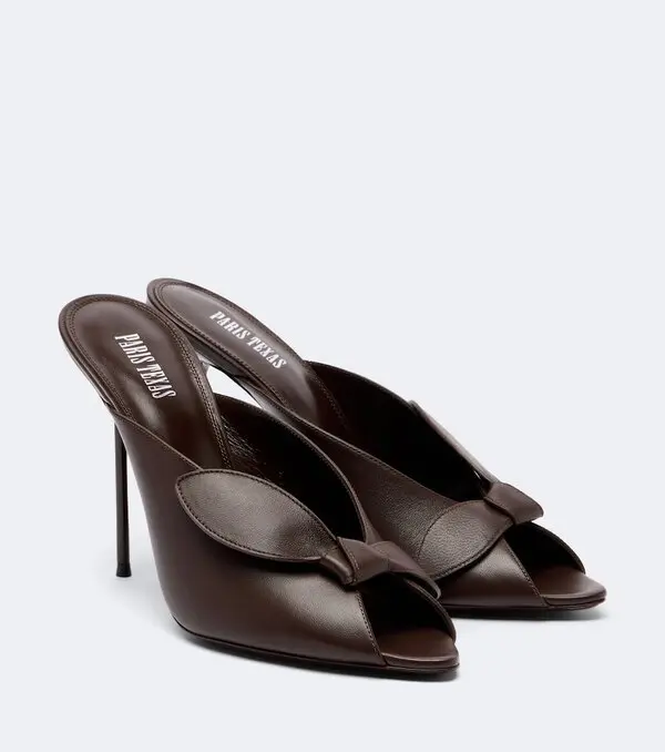 Paris Texas Lidia Bow-detail Leather Mules - Brown