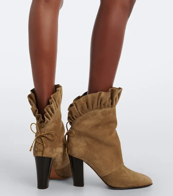 Chloé Anouk Ruffled Suede Ankle Boots