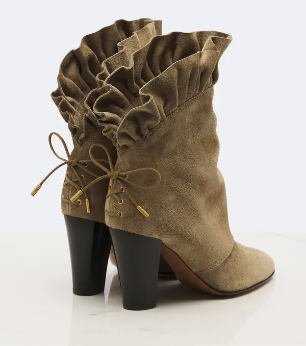 Chloé Anouk Ruffled Suede Ankle Boots