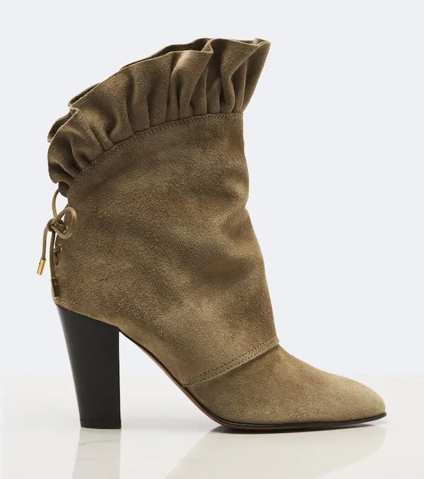 Chloé Anouk Ruffled Suede Ankle Boots