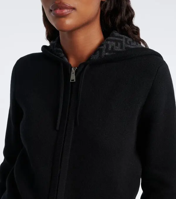 Fendi Zucca Cashmere-blend Zip-up Hoodie