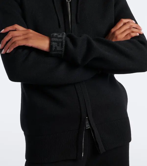 Fendi Zucca Cashmere-blend Zip-up Hoodie