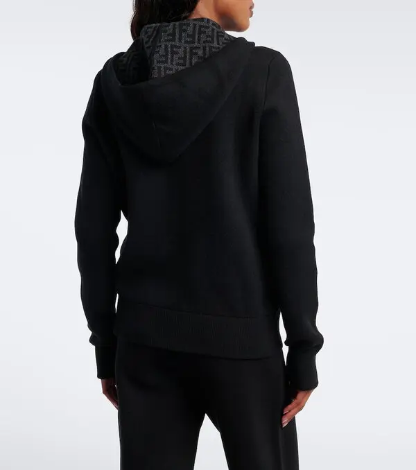 Fendi Zucca Cashmere-blend Zip-up Hoodie