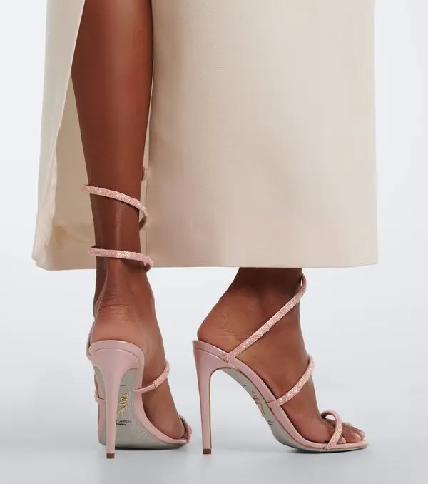 Rene Caovilla X Swarovski Cleo Embellished Leather Sandals
