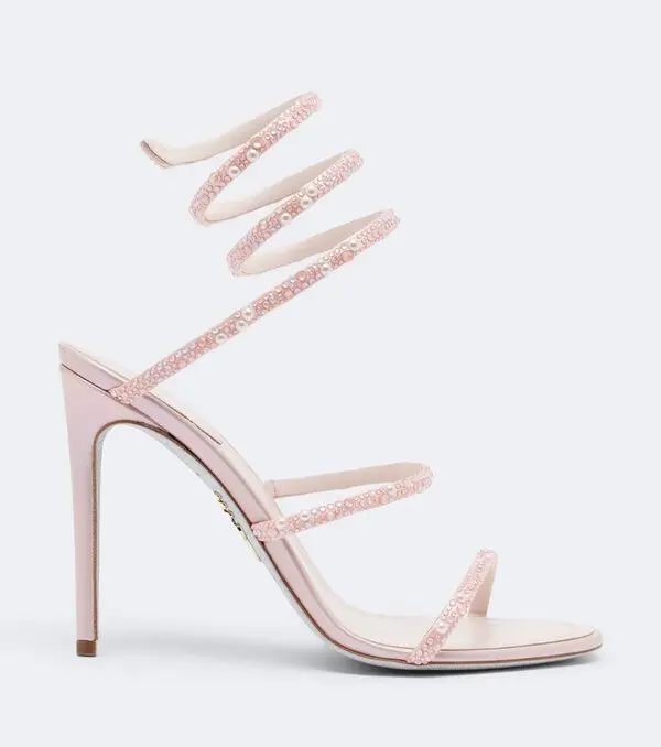 Rene Caovilla X Swarovski Cleo Embellished Leather Sandals