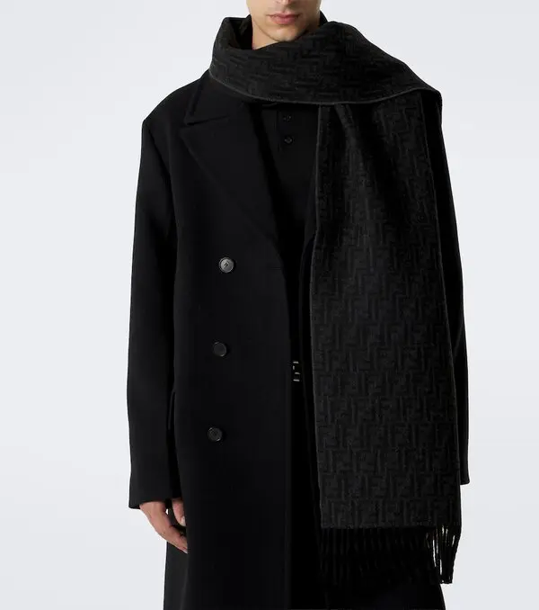 Fendi Zucca Jacquard Wool And Cashmere Scarf
