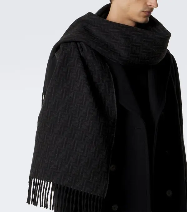 Fendi Zucca Jacquard Wool And Cashmere Scarf