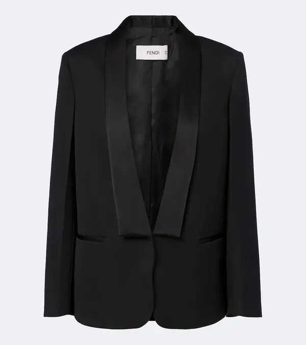 Fendi Virgin Wool Tuxedo Jacket - Black
