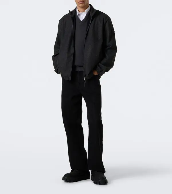 Moncler Leather-trimmed Bomber Jacket