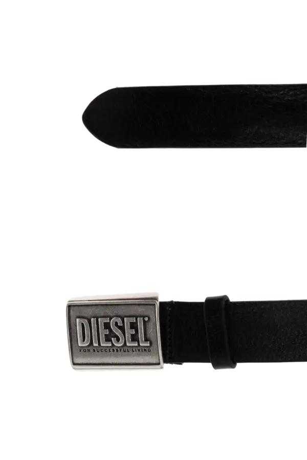 DIESEL® Leather Belt ‘b-metal Biscotto