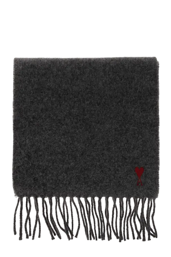 AMI Paris Wool Scarf - Grey