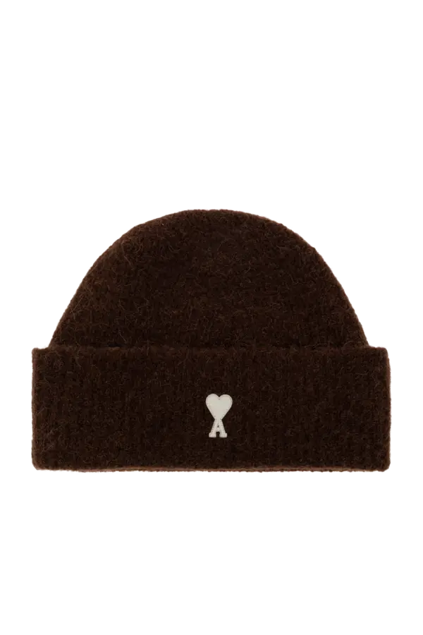 AMI Paris Cap With Embroidered Logo - Brown