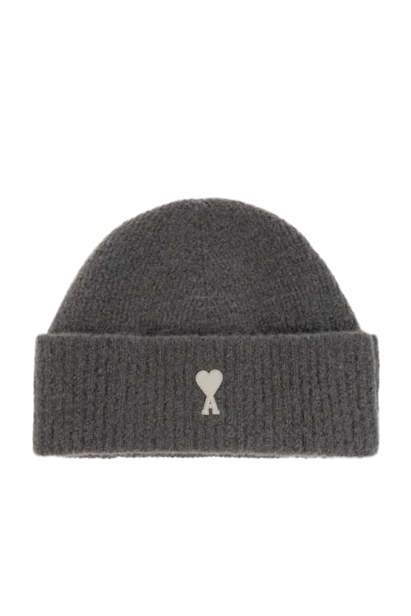 AMI Paris Cap With Embroidered Logo - Grey
