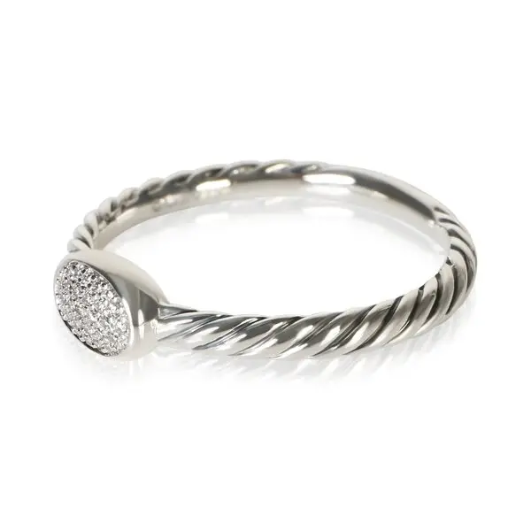 David Yurman Sterling Silver Diamond Cable Stacking Ring
