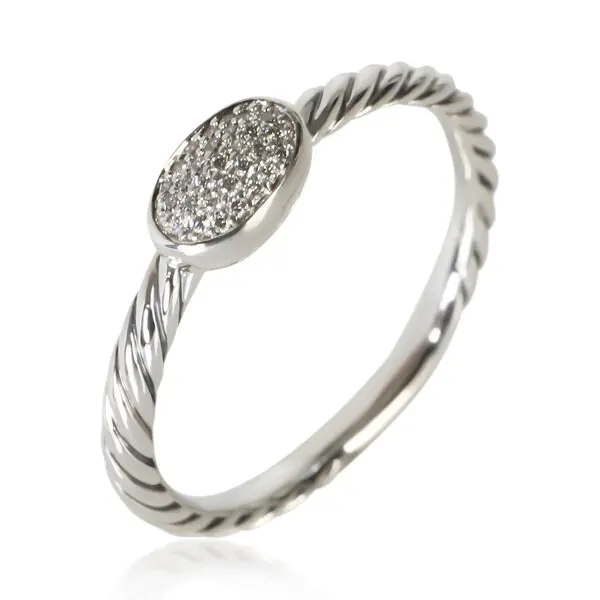 David Yurman Sterling Silver Diamond Cable Stacking Ring