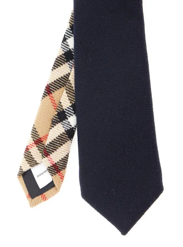 Burberry Check Tie With Plain Beige Details For - Multicolor
