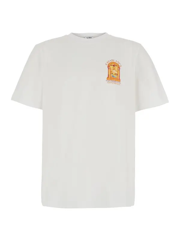 Casablanca Hermons Mirage Arch Printed Classic T-shirt With Short Sleeves And Round Neckline In White Cotton - Multicolor
