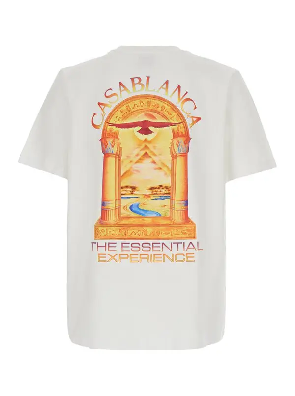 Casablanca Hermons Mirage Arch Printed Classic T-shirt With Short Sleeves And Round Neckline In White Cotton - Multicolor