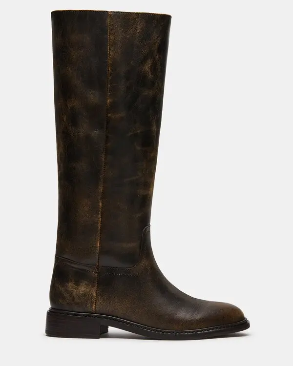 Steve Madden Marna Knee High Boots - Brown Distressed
