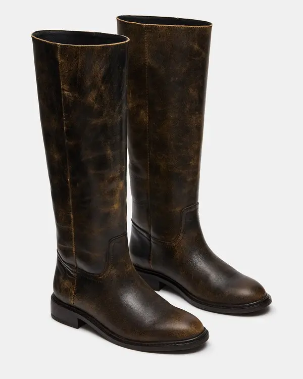 Steve Madden Marna Knee High Boots - Brown Distressed