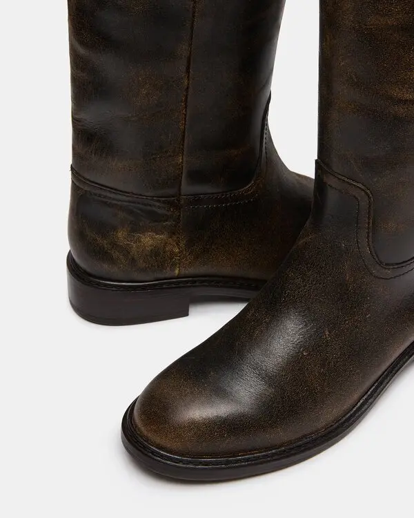 Steve Madden Marna Knee High Boots - Brown Distressed