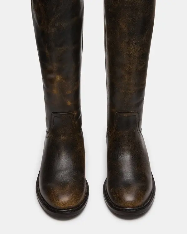 Steve Madden Marna Knee High Boots - Brown Distressed