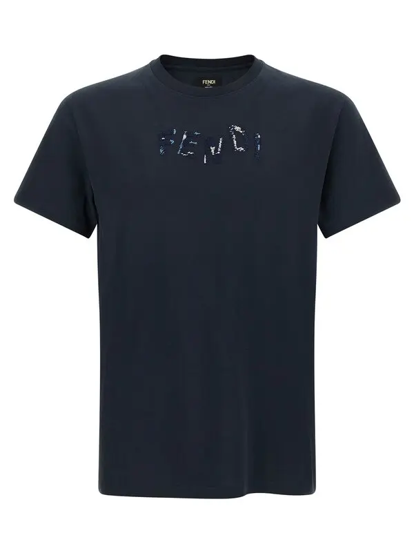 Fendi Logo Embroidery T-shirt - Blue
