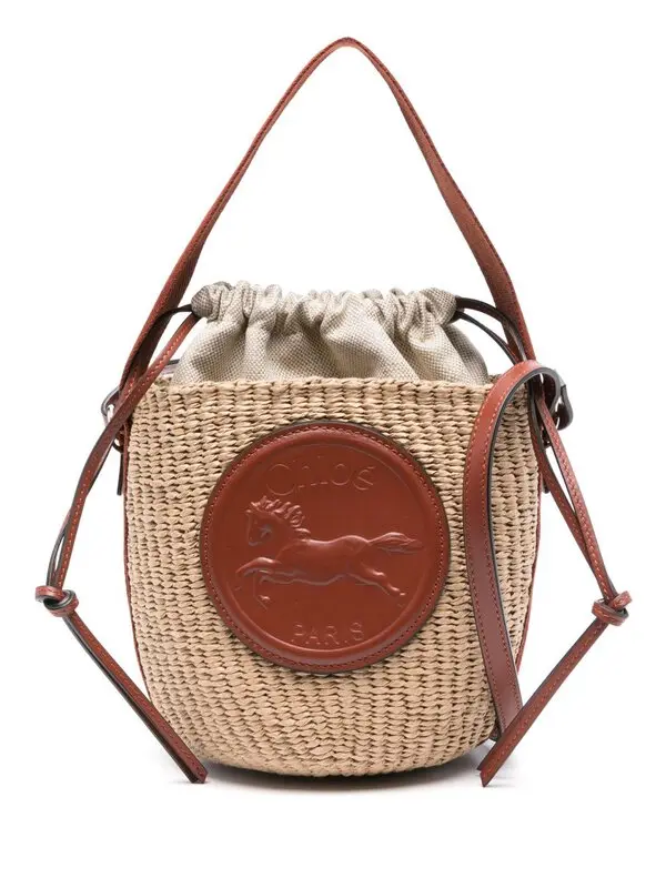 Chloé Rafia And Leather Bucket Bag - Multicolor