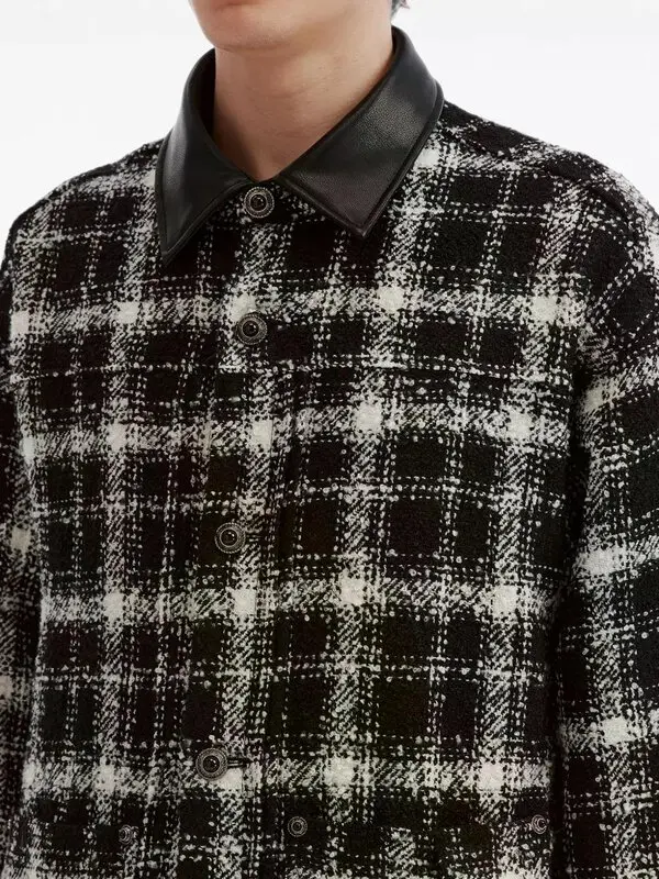 MUSIUM DIV. Check-pattern Contrast-collar Jacket