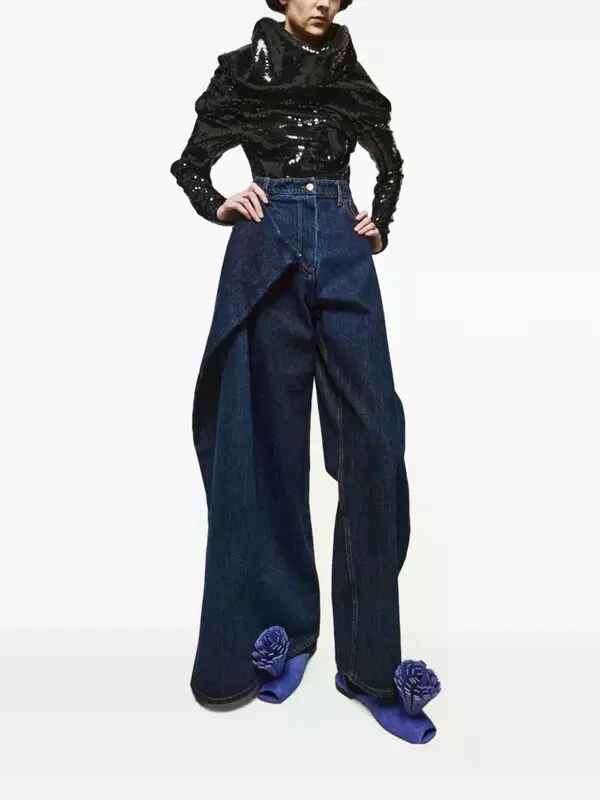 A.W.A.K.E. Mode Asymmetric Pleated Jeans