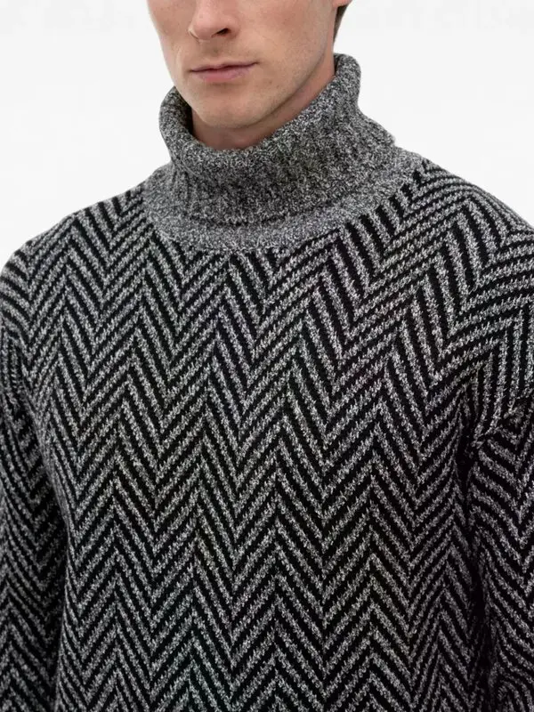 Hugo Relaxed-fit Turtleneck Sweater With Herringbone Knit