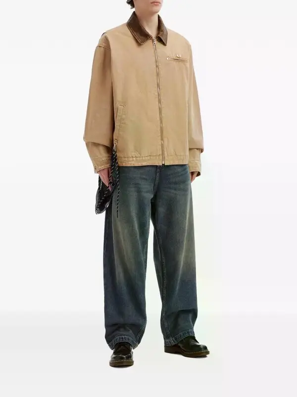 MUSIUM DIV. Contrasting-collar Zip-up Jacket