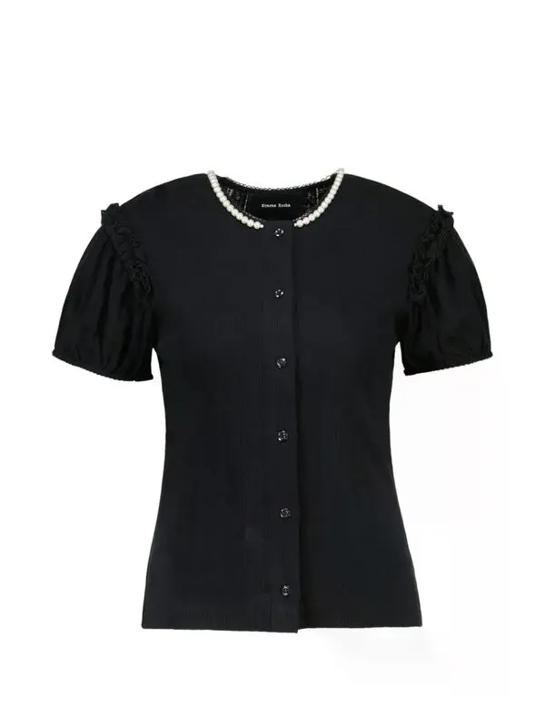 Simone Rocha Pointelle Puff-sleeve Cardigan - Black
