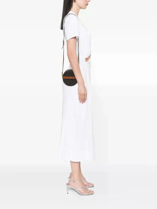 Celine 2021 Triomphe Coated Canvas Round Purse On Strap Crossbody Bag - Brown
