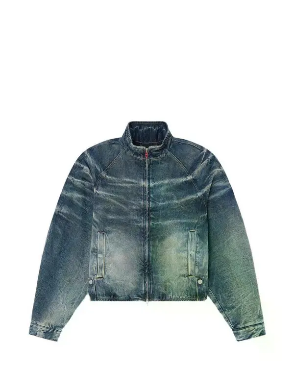 DIESEL® Padded Jacket In Creased Denim - Blue