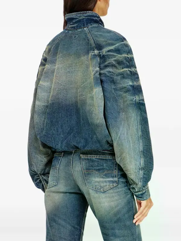 DIESEL® Padded Jacket In Creased Denim - Blue