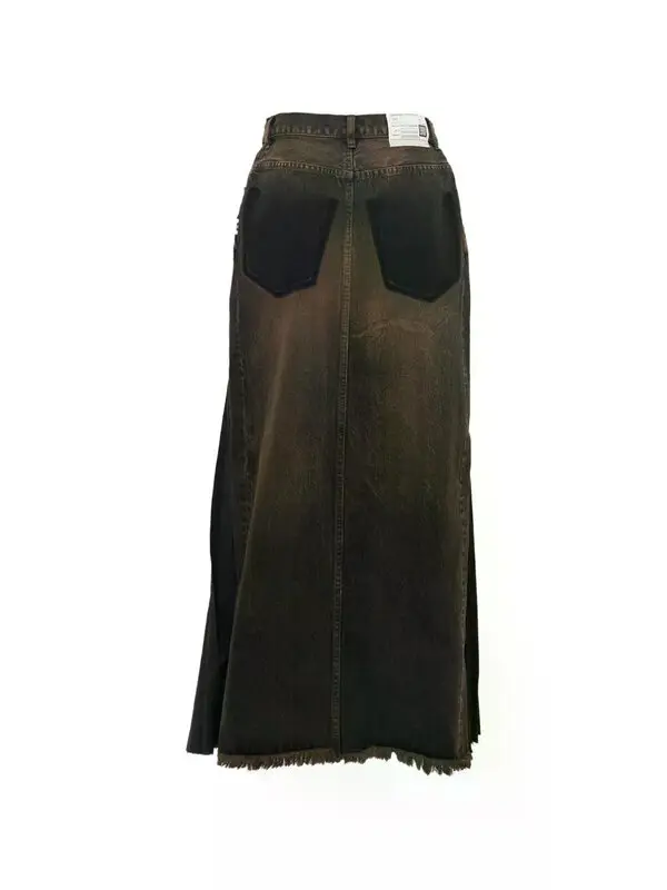 Mihara Yasuhiro Pleated Panel Frayed Maxi Skirt
