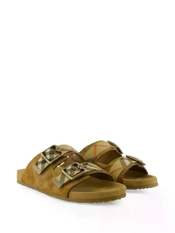 Burberry Check Suede Urchin Sandals - Brown