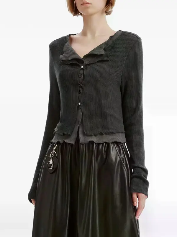 MUSIUM DIV. Layered Ribbed-knit Cardigan - Black