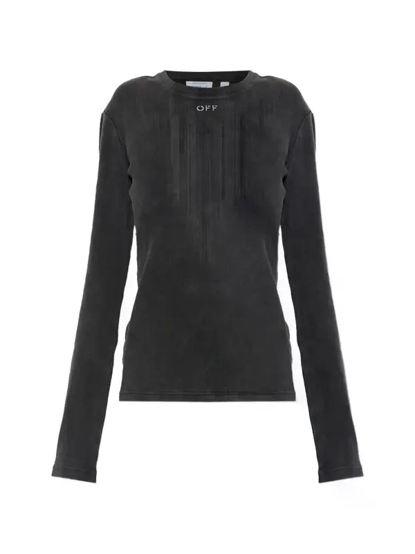 Off-White Ribbed-knit Logo-embroidered Top