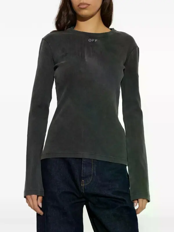 Off-White Ribbed-knit Logo-embroidered Top