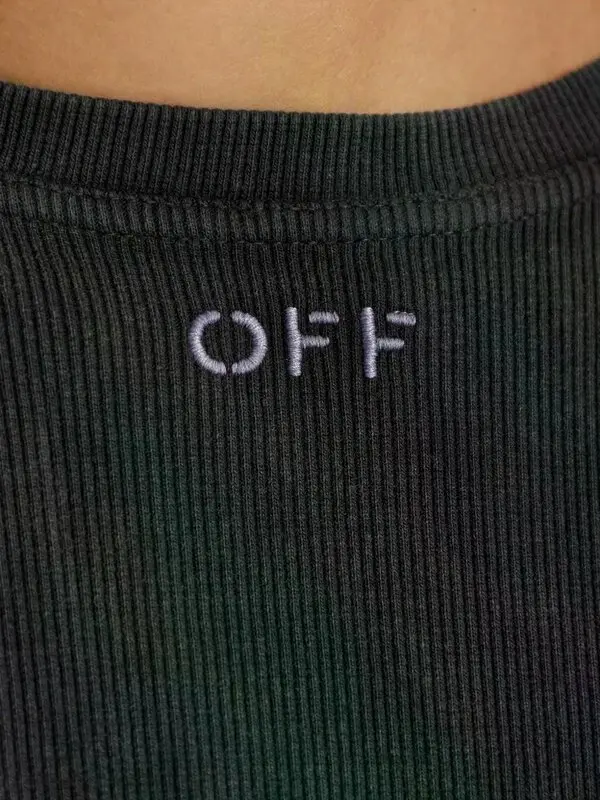 Off-White Ribbed-knit Logo-embroidered Top
