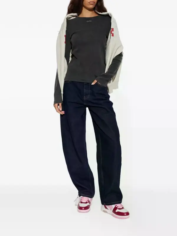 Off-White Ribbed-knit Logo-embroidered Top