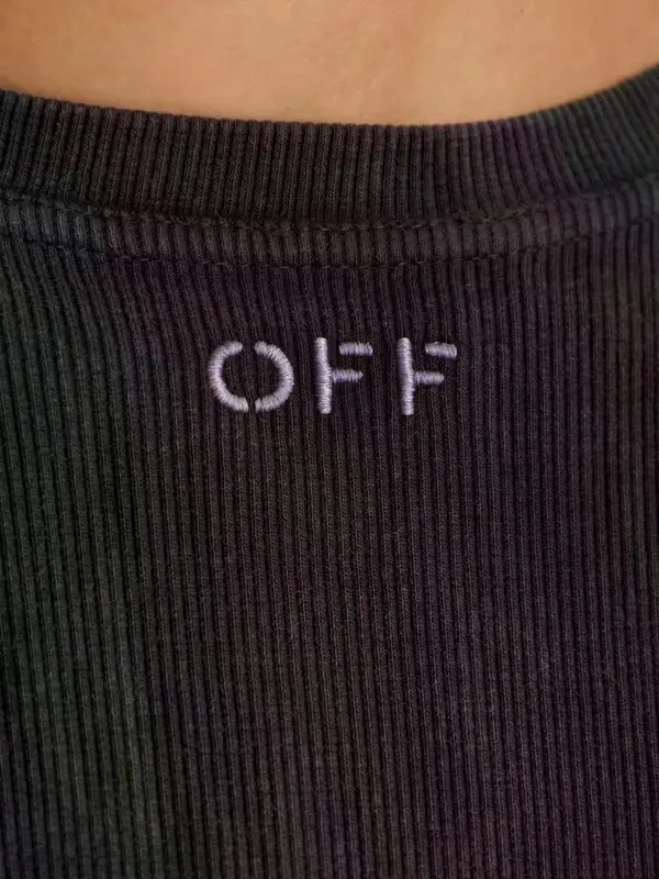 Off-White Ribbed-knit Logo-embroidered Top
