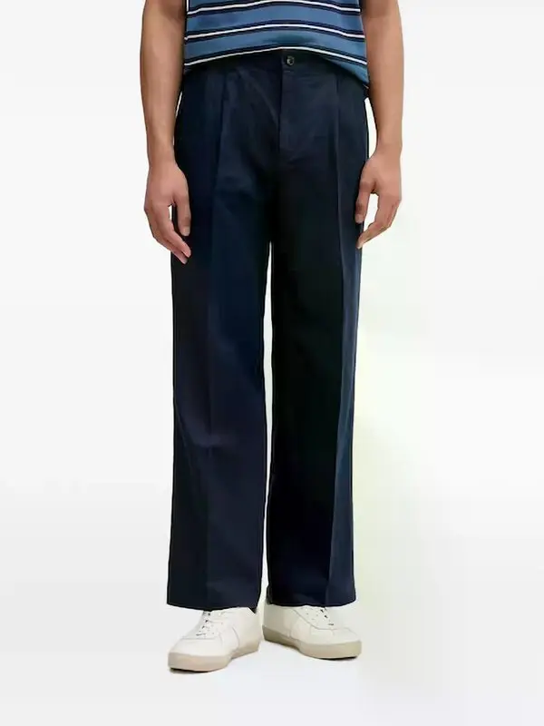 BENETTON Pleated Straight-leg Trousers - Blue