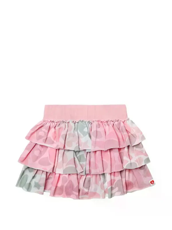 AAPE BY *A BATHING APE Camouflage-print Tiered Mini Skirt - Pink