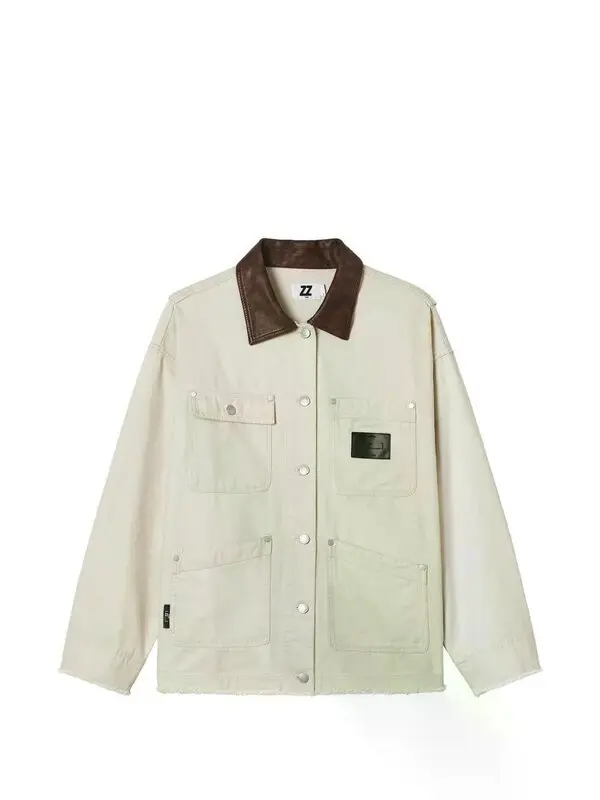 Izzue Raw-edge Contrast-collar Jacket - Neutrals